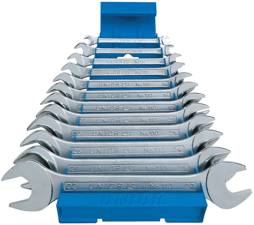 Jeu de clés plates à fourches sur présentoir métal