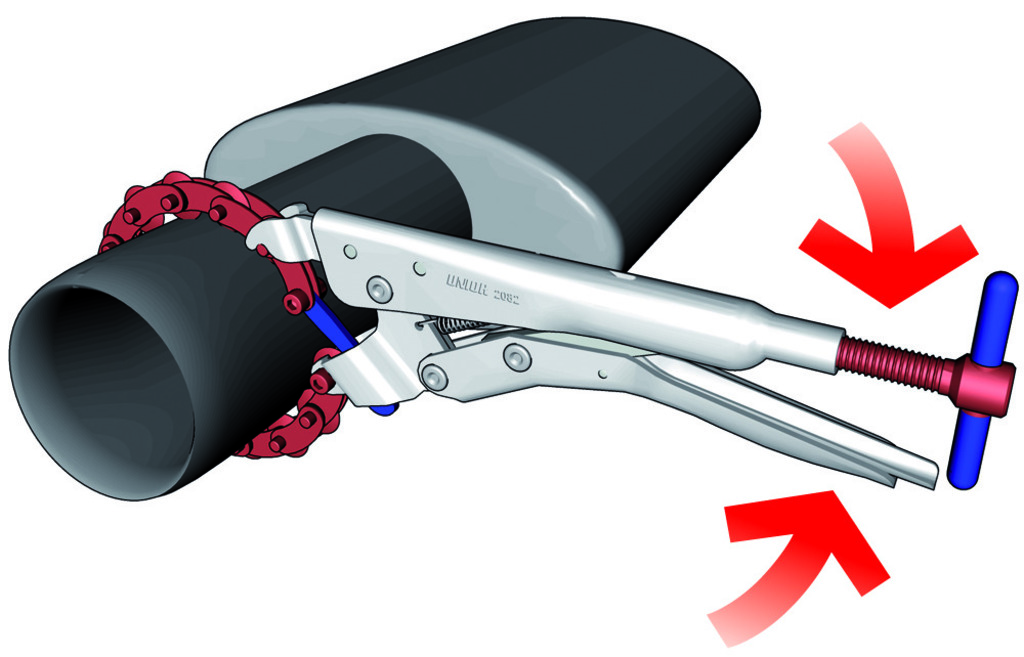 Grip pliers for cutting exhaust pipes