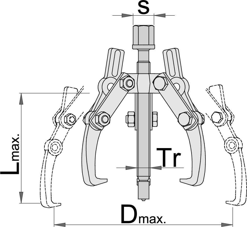 Puller with three adjustable arms